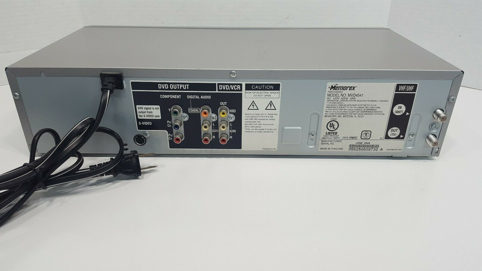 Memorex mvd4541 DVD VCR Combo DVD Player Vhs Vcr Combo with Remote ...