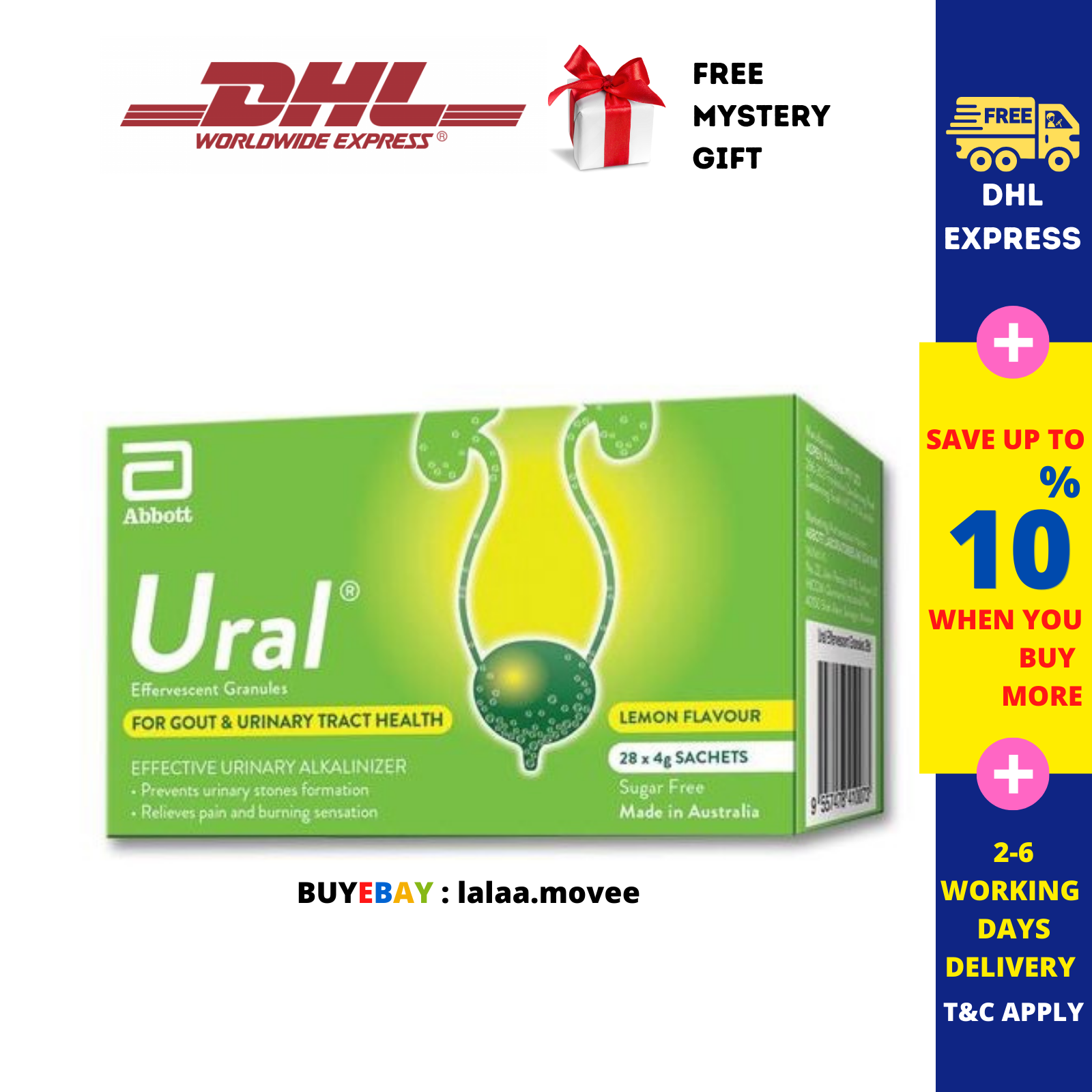 2 X Abbott Ural Effervescent Granules 4G x 28 Sachet, Urine Alkalinizer ...