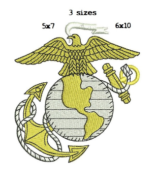 USMC Marines EGA 3sizes digitized filled embroidery design Digital ...