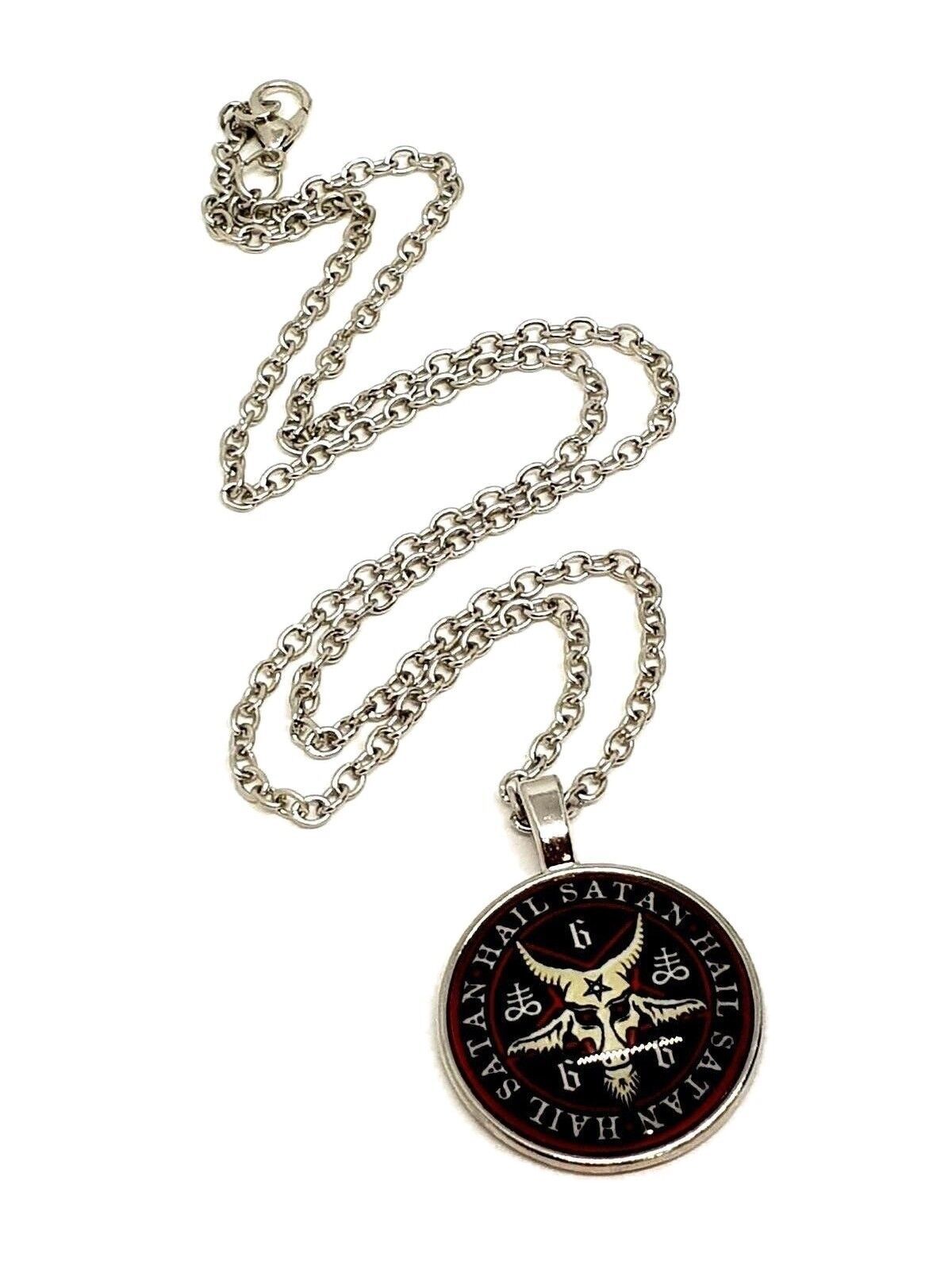 Hail Satan Necklace Occult 666 Baphomet Goat Church of Satan Sigil ...